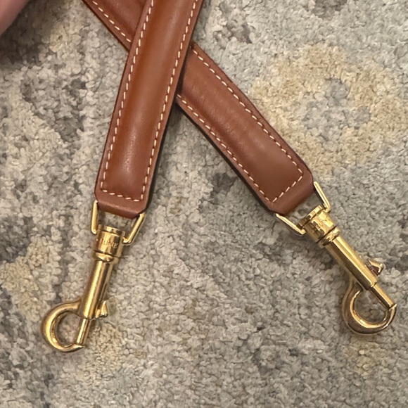 Celine | Bags | Celine Brown Leather Strap With Gold Logo | Poshmark
